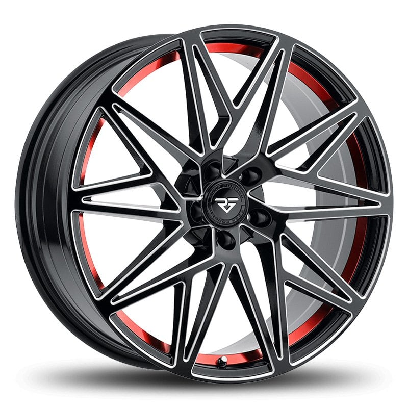 ROCK FORGED® FF32 Wheels - Black with Milled Accents and Red Undercut Rims