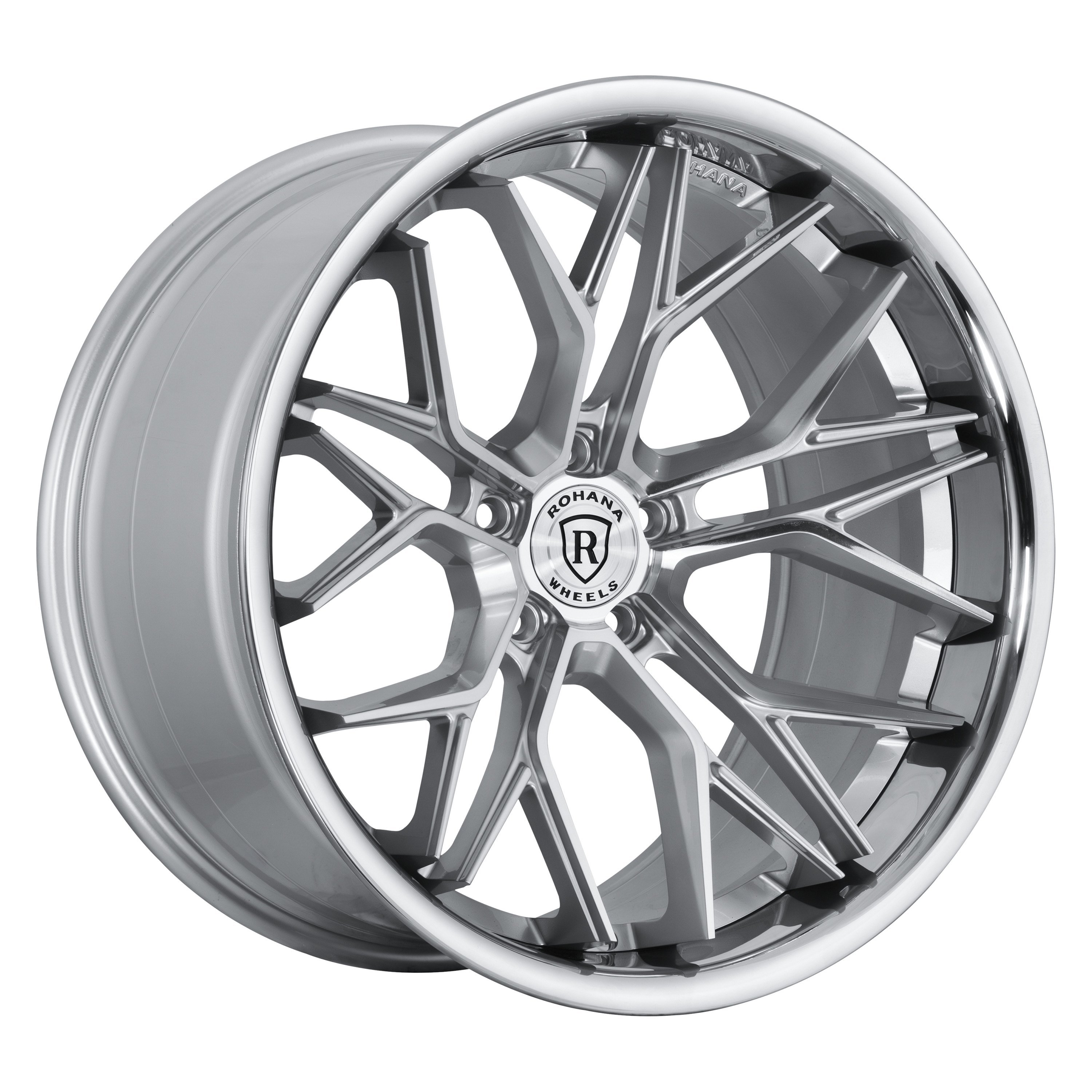 ROHANA® RFC3 Wheels - Silver with Machined Face and Chrome Lip Rims