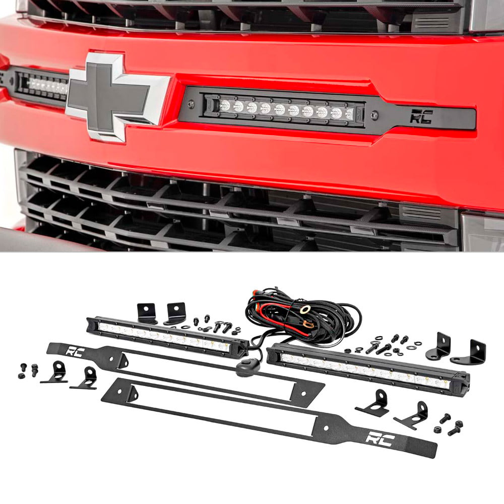 Rough Country® 70818 - Grille Mounted Slimline 10" 2x30W Flood Beam LED ...