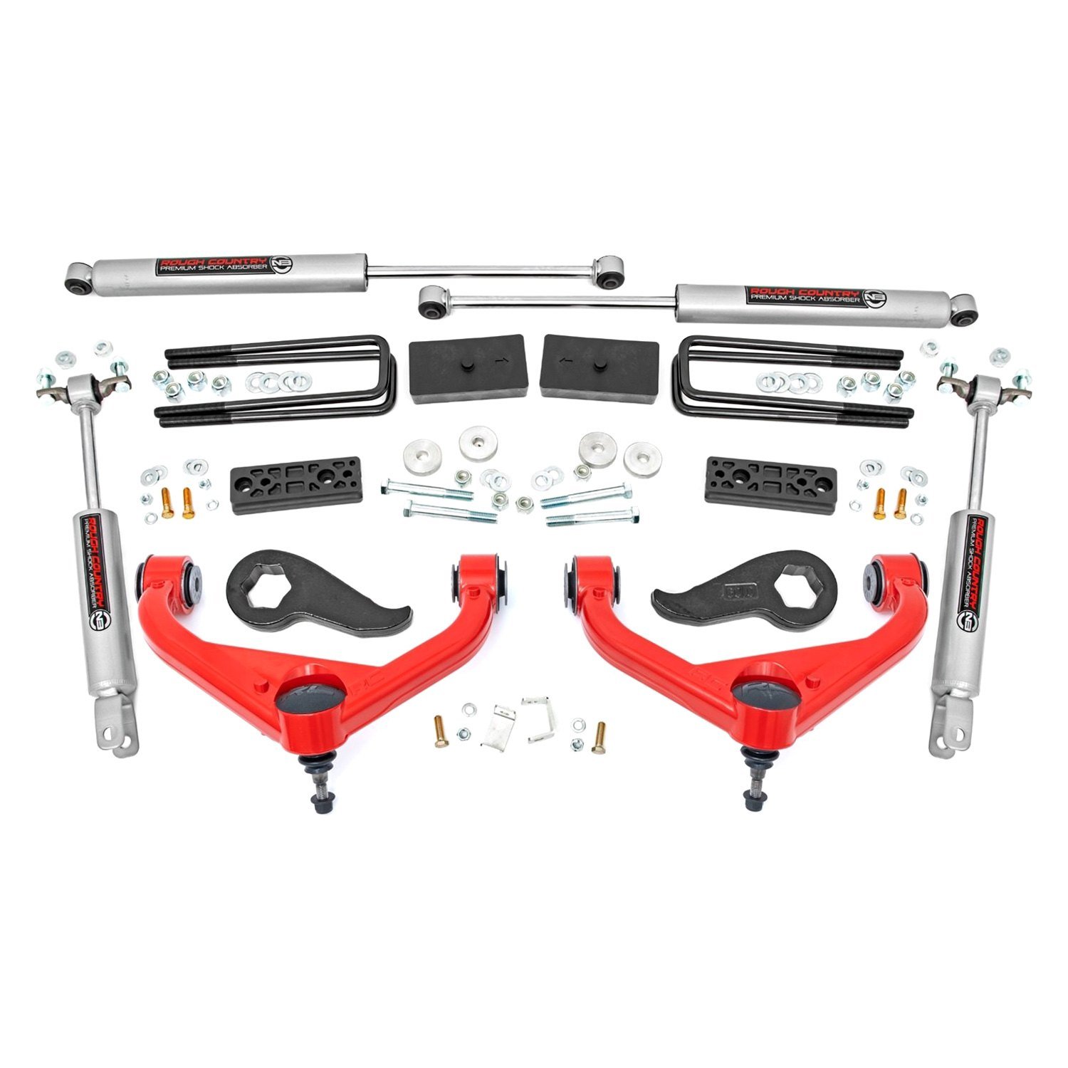 Rough Country® 95830RED - 3" Front and Rear Suspension Lift Kit