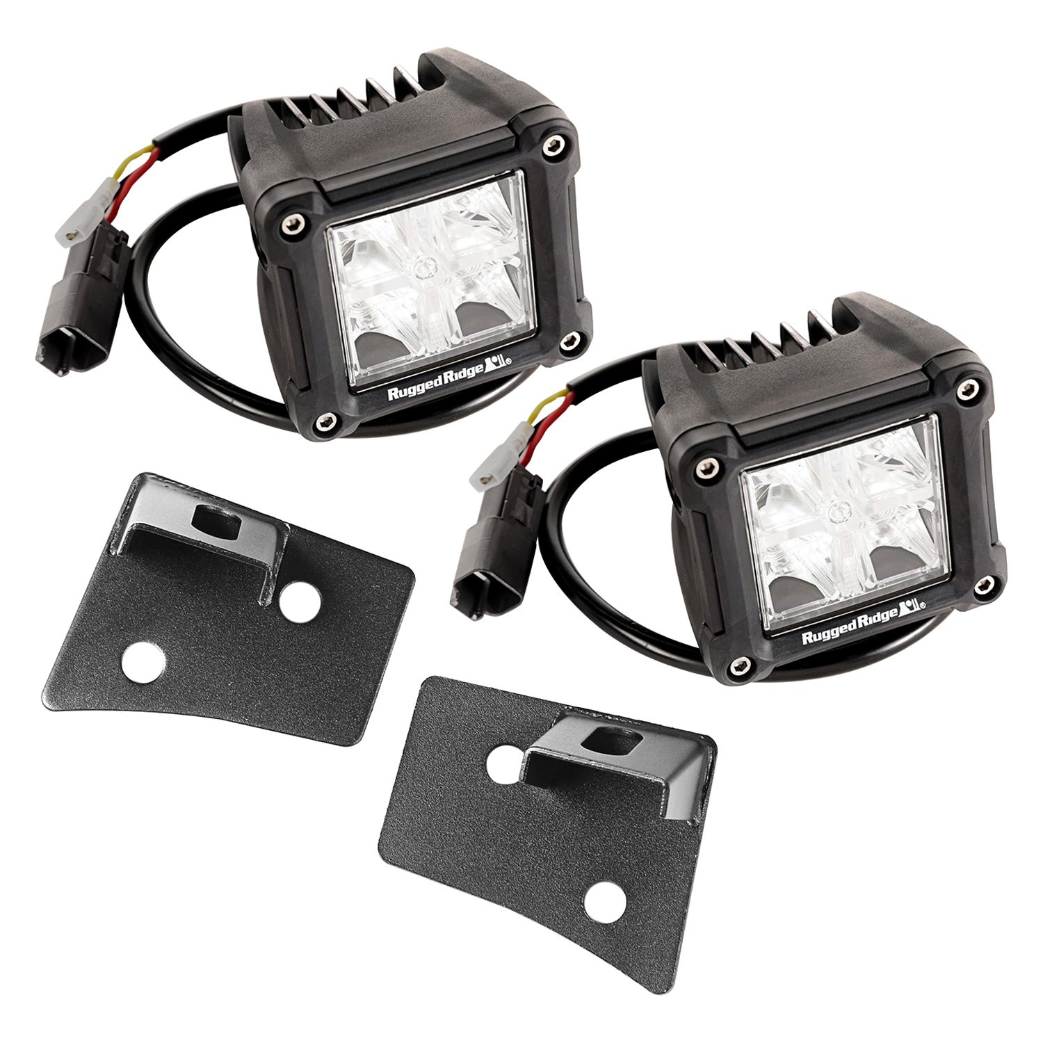 Rugged Ridge® 11027.20 - A-Pillar Mounted 3" 2x10W Cube Textured Black ...