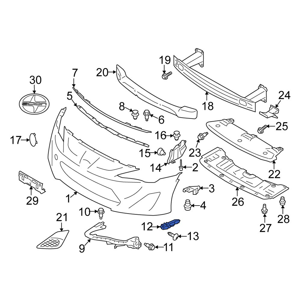 Scion OE SU00301498 - Front Right Bumper Cover Stay