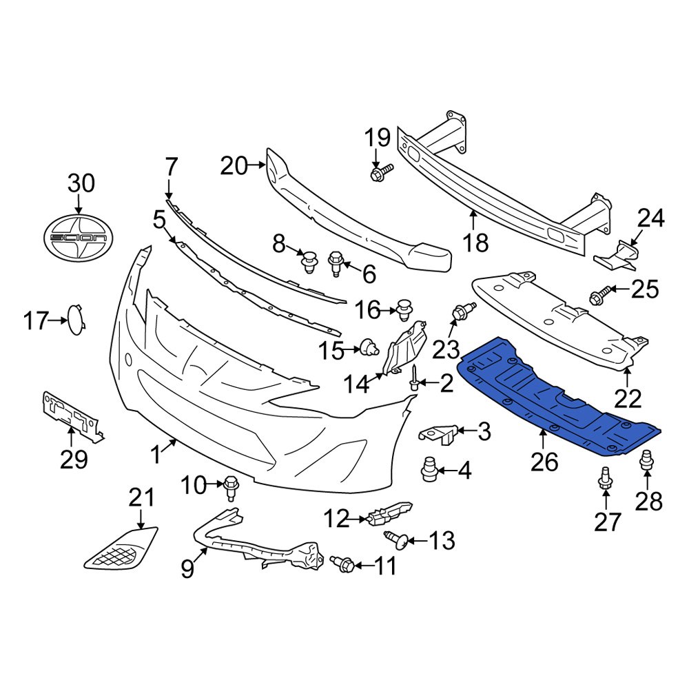Scion OE SU00304308 - Front Bumper Splash Shield