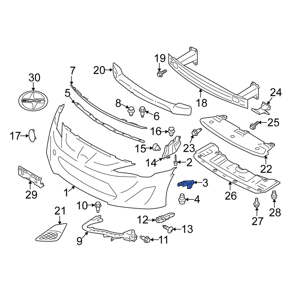 Scion OE SU00301505 - Right Bumper Cover Bracket