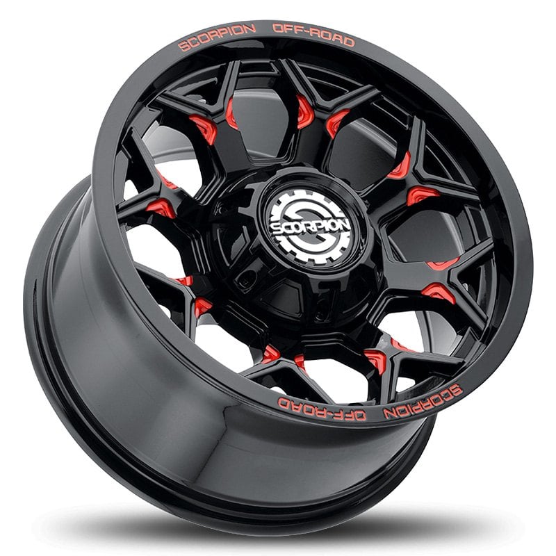 SCORPION® DEFENDER Wheels - Black with Red Milled Accents Rims