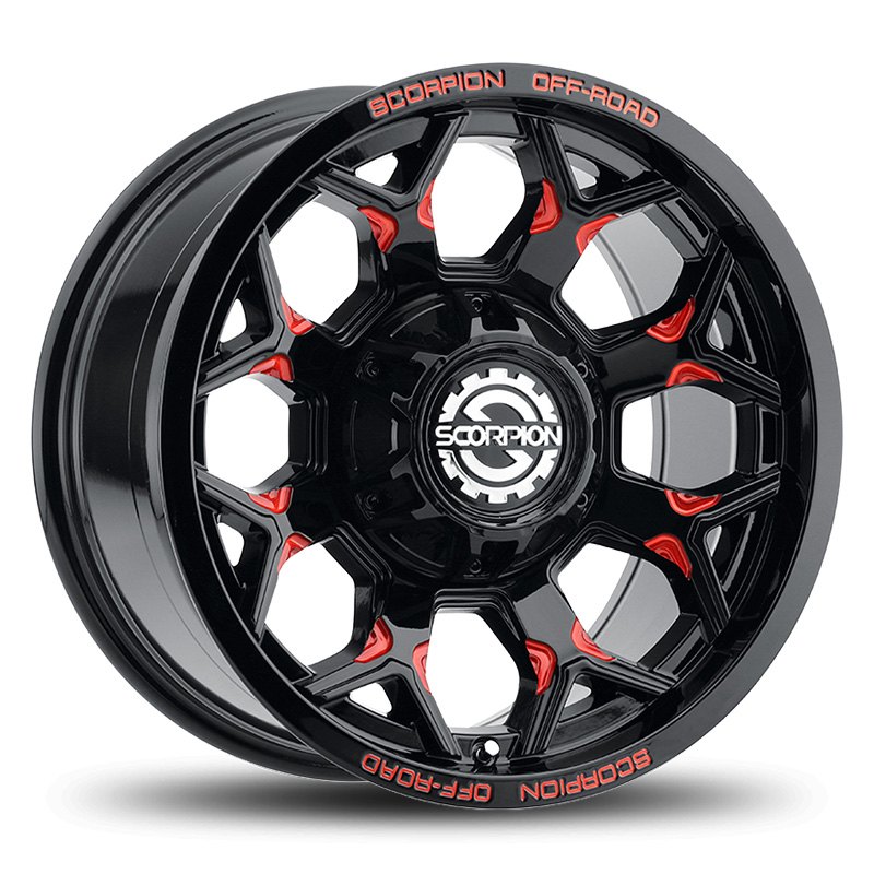 SCORPION® DEFENDER Wheels - Black with Red Milled Accents Rims
