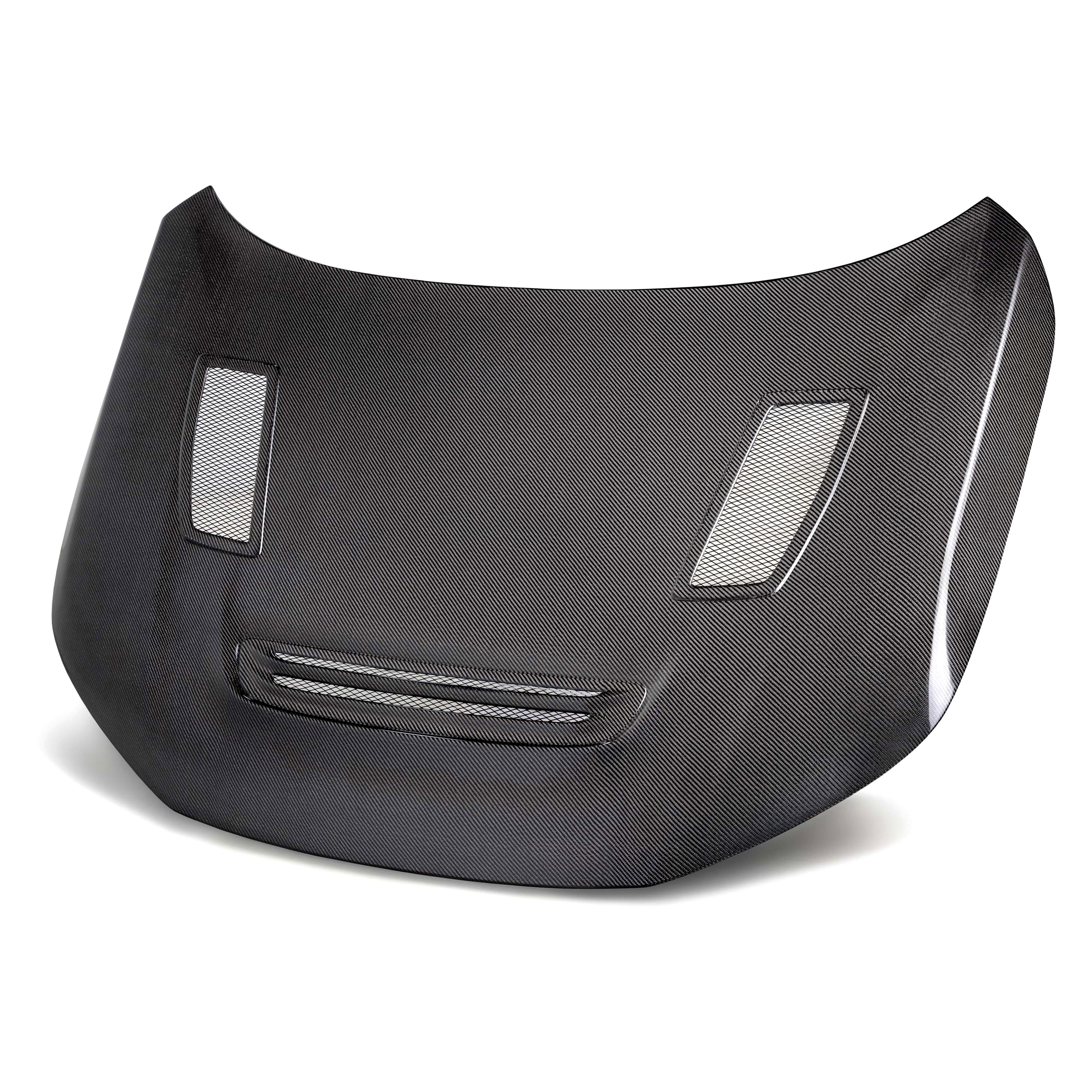 Seibon® HD23HDCVR-GT-DS - GT-Style Gloss Carbon Fiber Double-Sided Hood