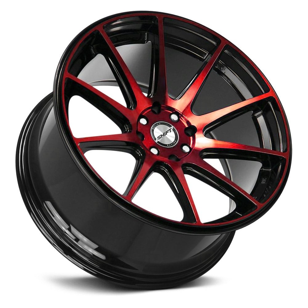 SHIFT WHEELS® GEAR Wheels - Gloss Black with Candy Red Machined Face ...