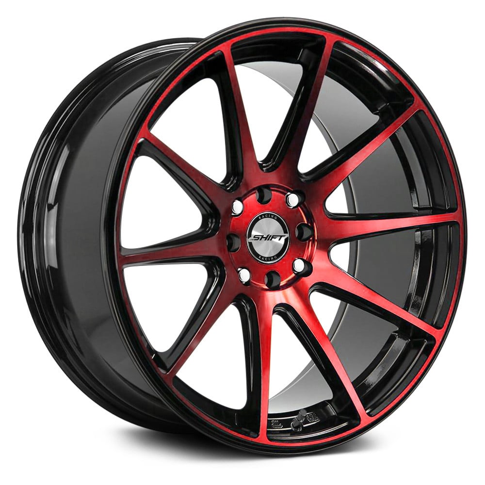 SHIFT WHEELS® GEAR Wheels - Gloss Black with Candy Red Machined Face Rims