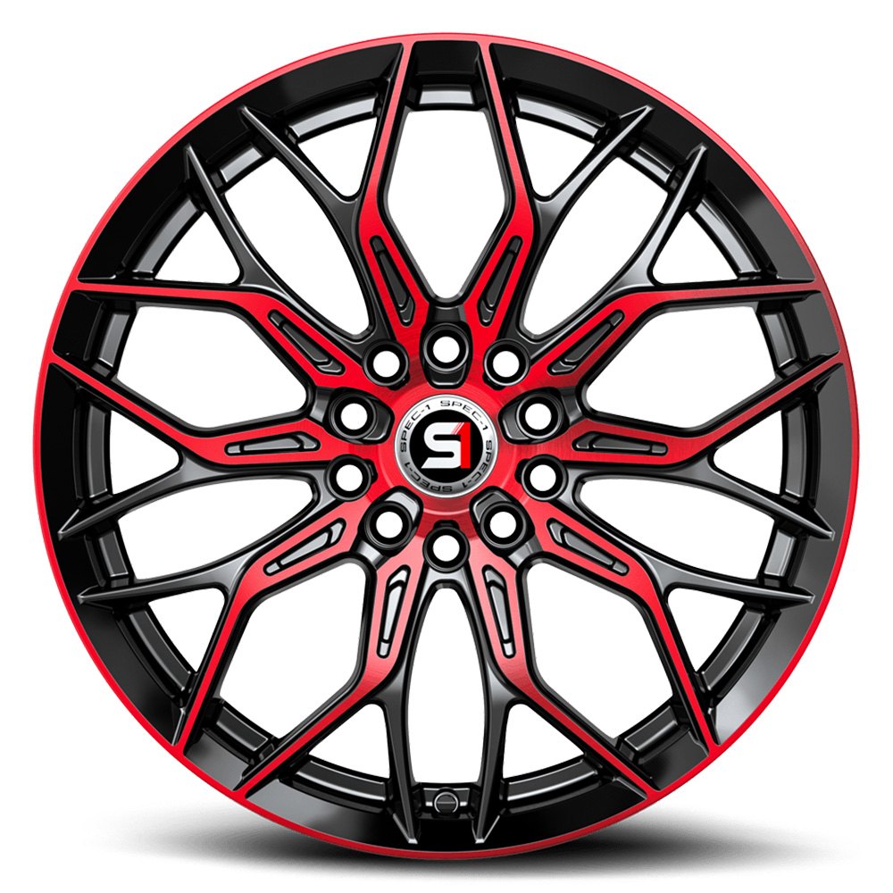 SPEC-1® SP-57 Wheels - Gloss Black with Red Machined Face Rims