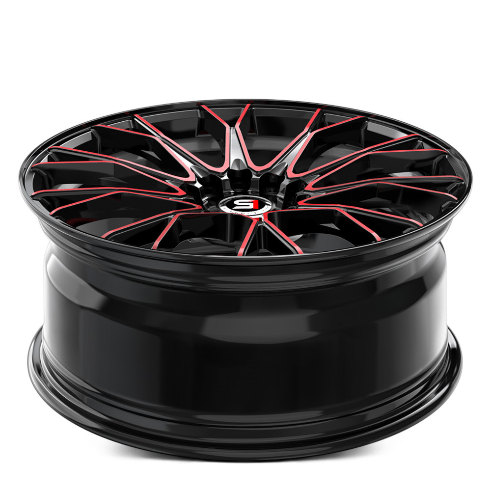 SPEC-1® SP-59 Wheels - Gloss Black with Red Machined Face Rims