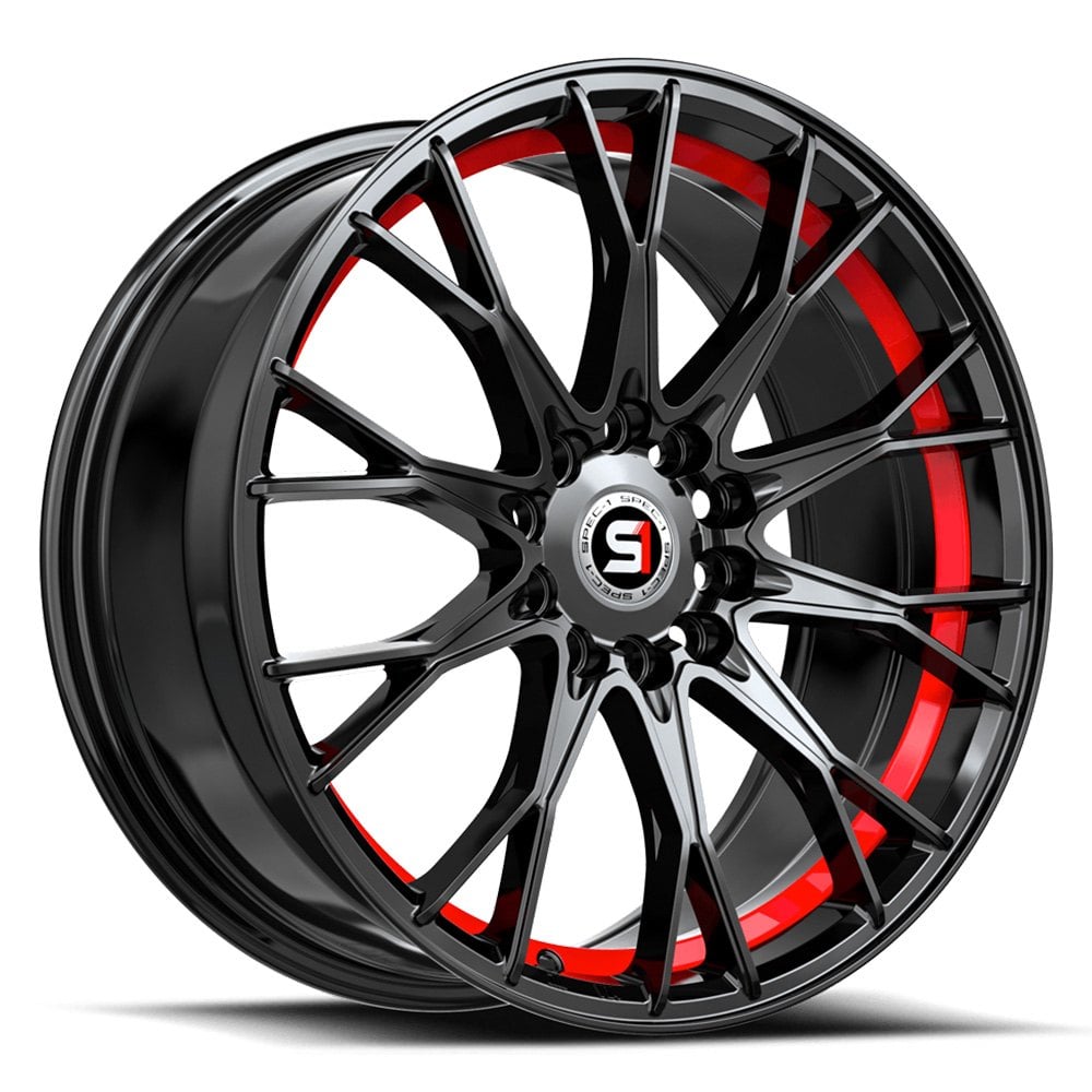 SPEC-1® SP-59 Wheels - Gloss Black with Red Undercut Rims