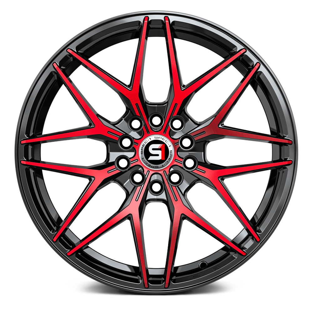 SPEC-1® SP-60 Wheels - Gloss Black with Red Machined Face Rims