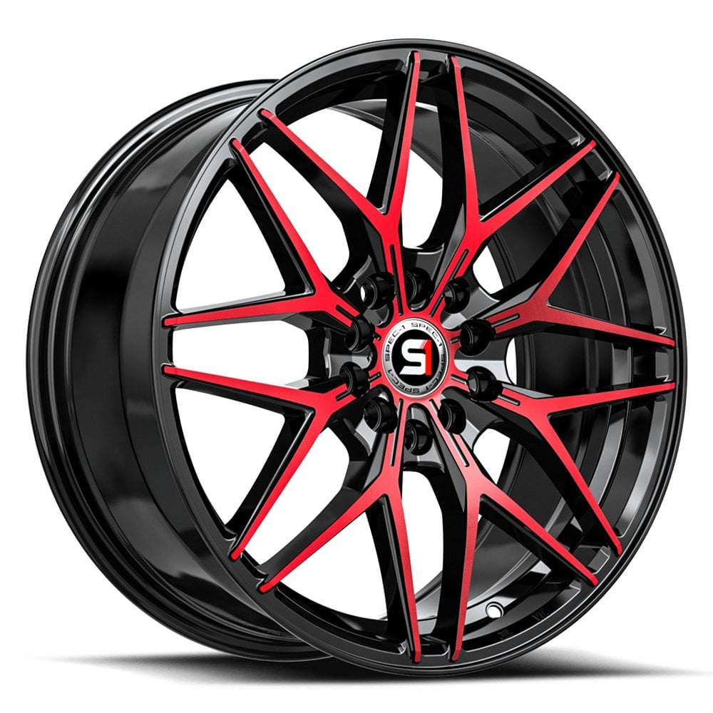 SPEC-1® SP-60 Wheels - Gloss Black with Red Machined Face Rims