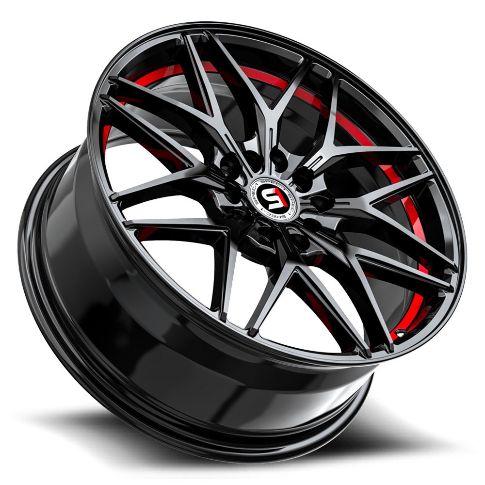 SPEC-1® SP-60 Wheels - Gloss Black with Red Undercut Rims