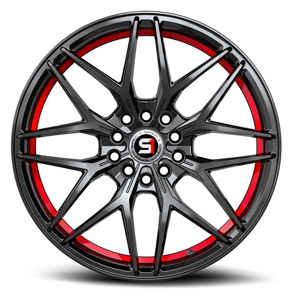 SPEC-1® SP-60 Wheels - Gloss Black with Red Undercut Rims