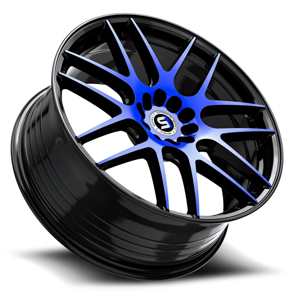 SPEC-1® SP-65 Wheels - Gloss Black with Blue Machined Face Rims