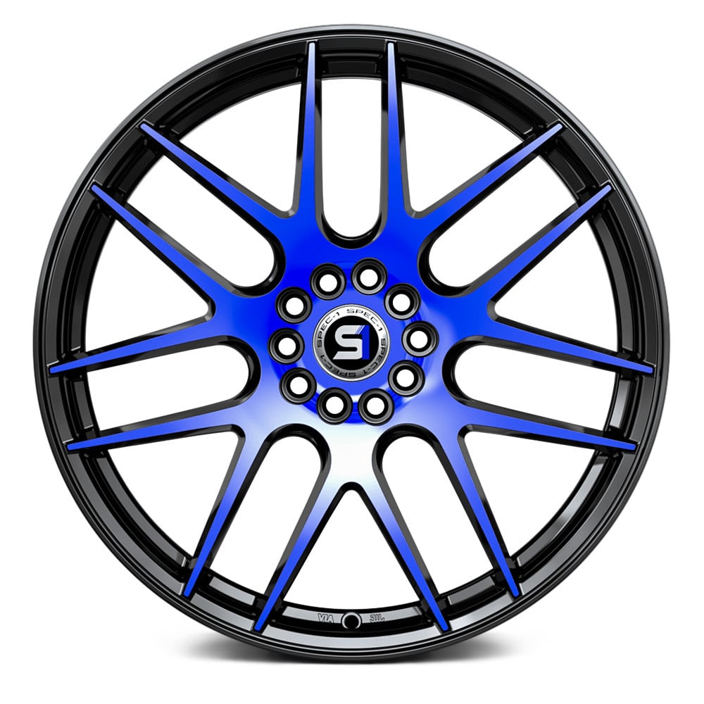 SPEC-1® SP-65 Wheels - Gloss Black with Blue Machined Face Rims