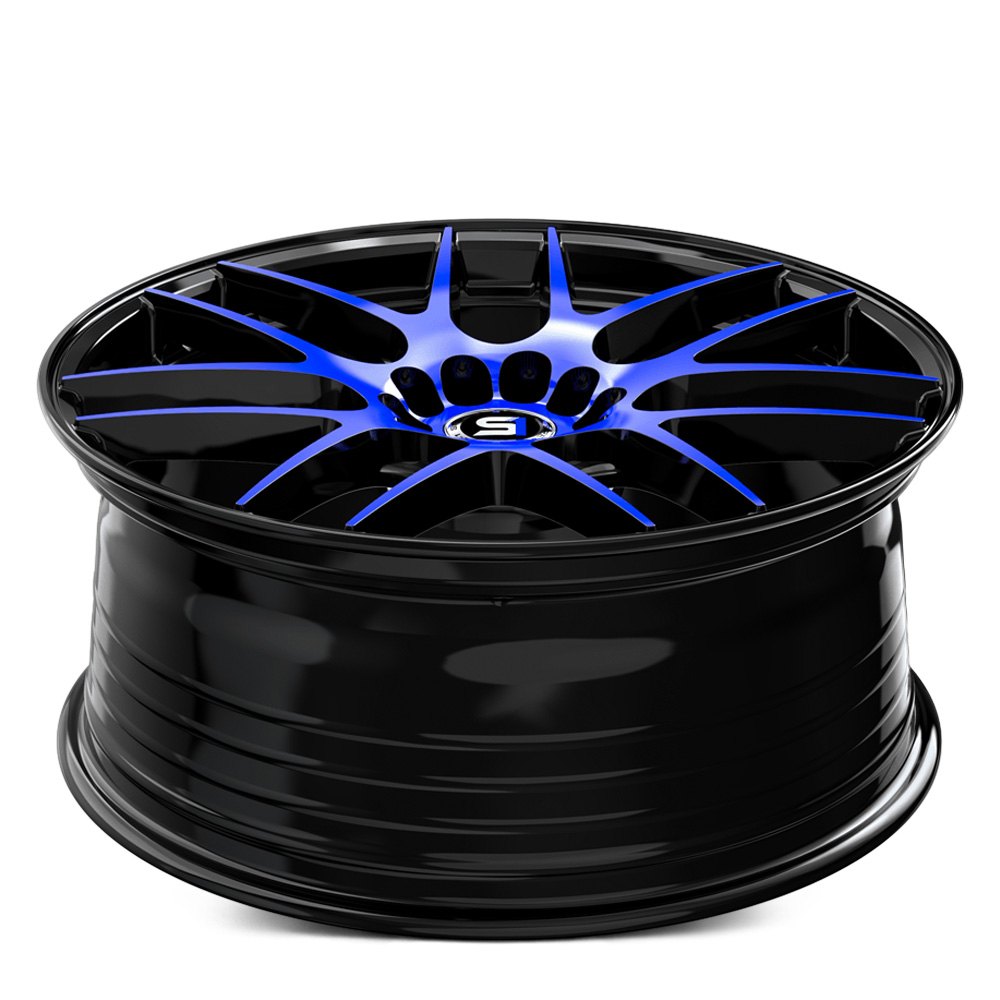 SPEC-1® SP-65 Wheels - Gloss Black with Blue Machined Face Rims