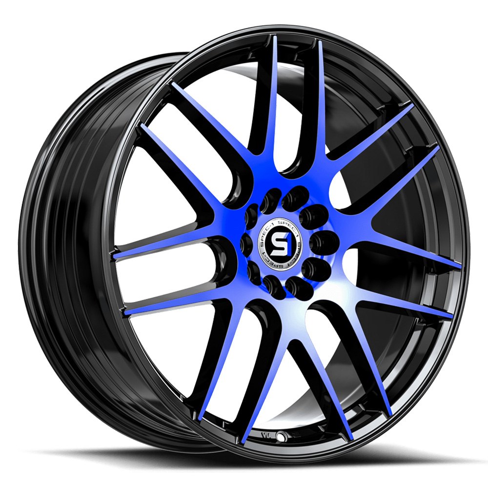 SPEC-1® SP-65 Wheels - Gloss Black with Blue Machined Face Rims