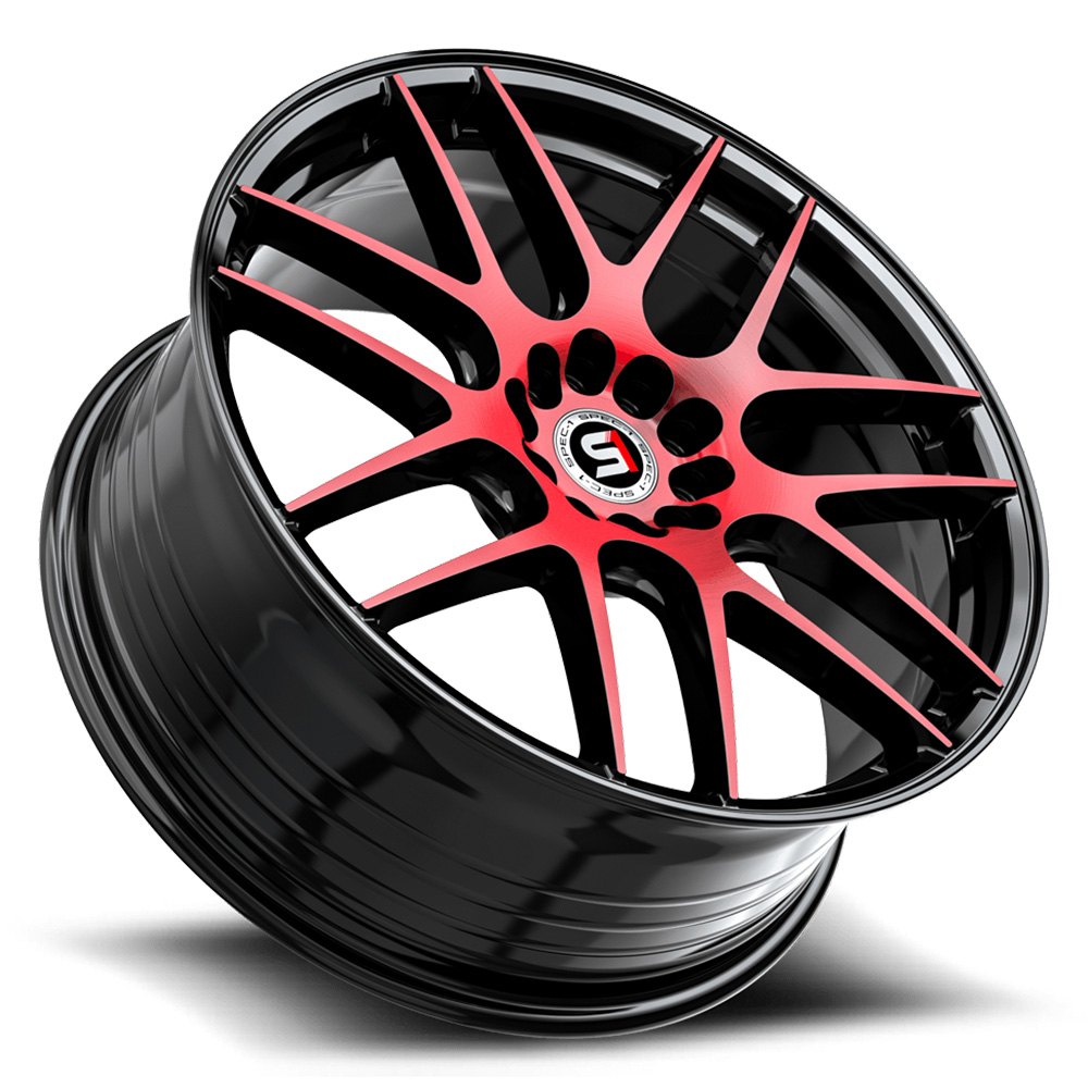 SPEC-1® SP-65 Wheels - Gloss Black with Red Machined Face Rims