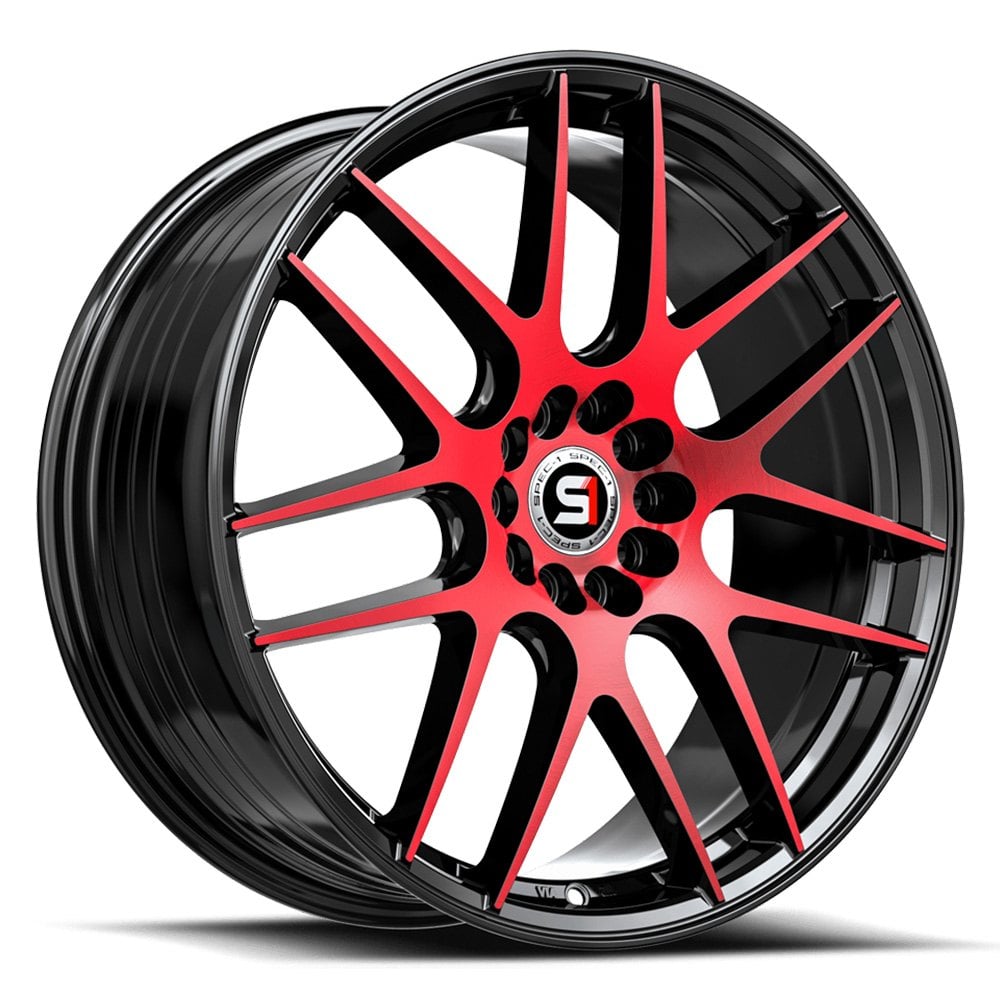 SPEC-1® SP-65 Wheels - Gloss Black with Red Machined Face Rims