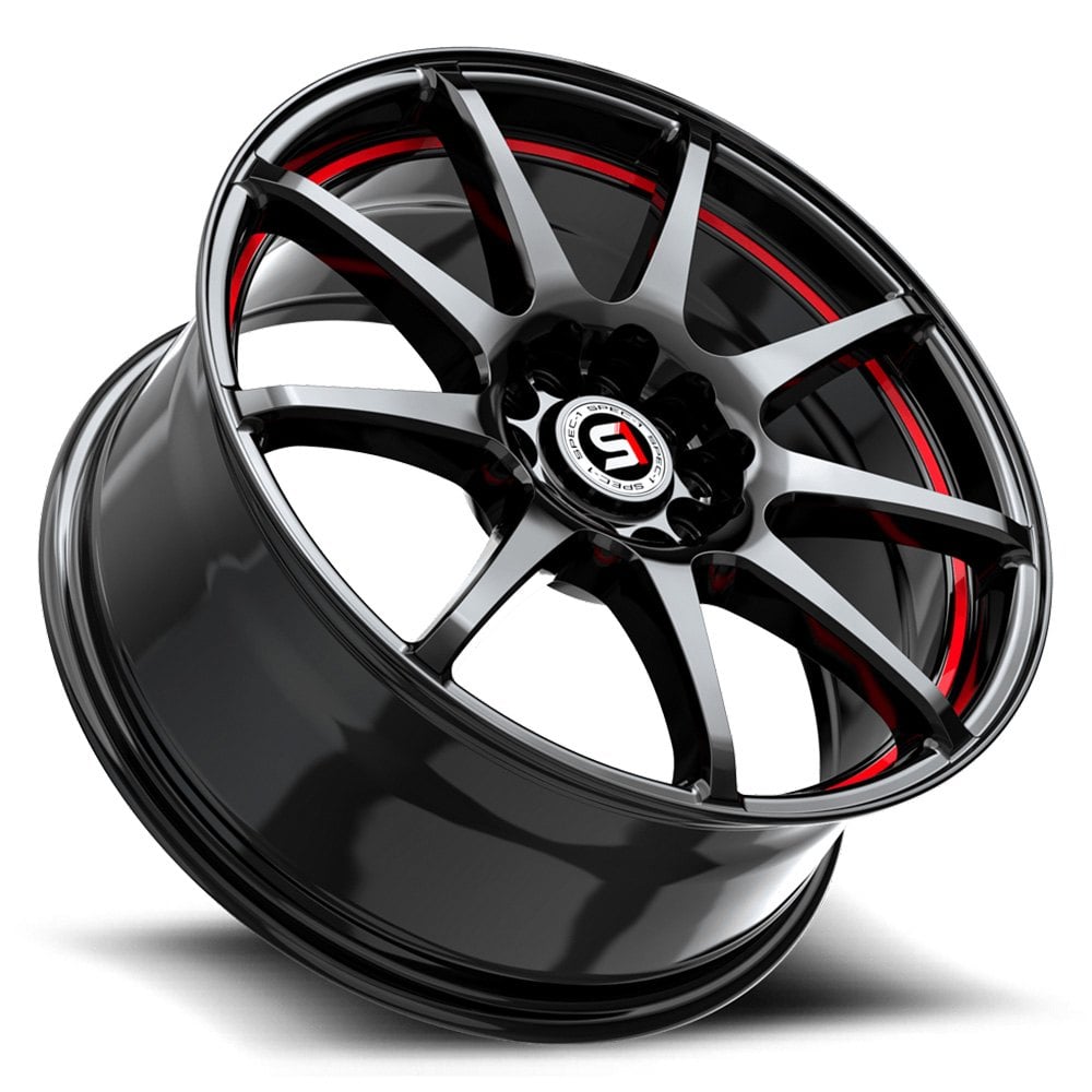 SPEC-1® SP-67 Wheels - Gloss Black with Red Line Rims