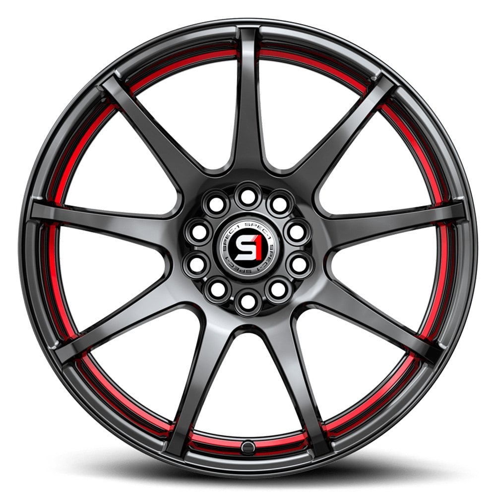 SPEC-1® SP-67 Wheels - Gloss Black with Red Line Rims