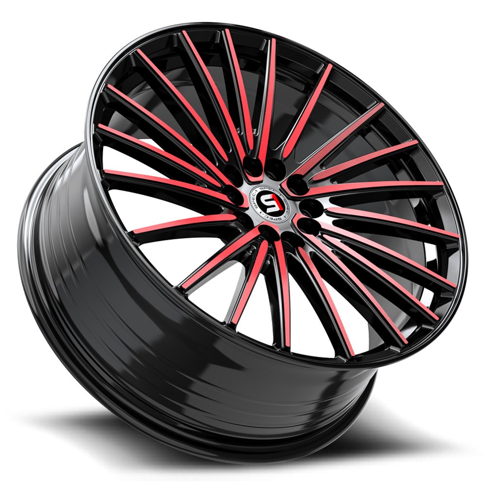 SPEC-1® SP-68 Wheels - Gloss Black with Red Machined Face Rims