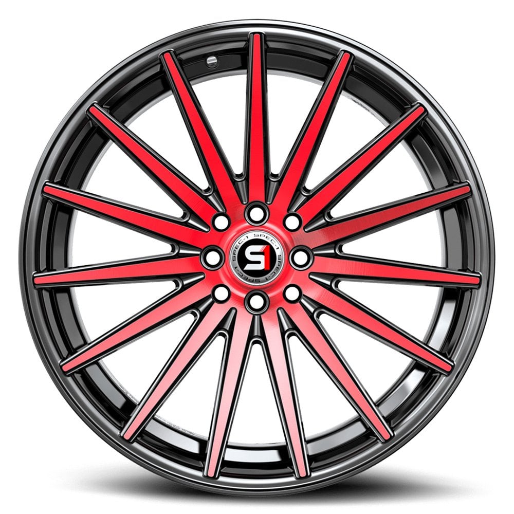 SPEC-1® SP-69 Wheels - Gloss Black with Red Machined Face Rims