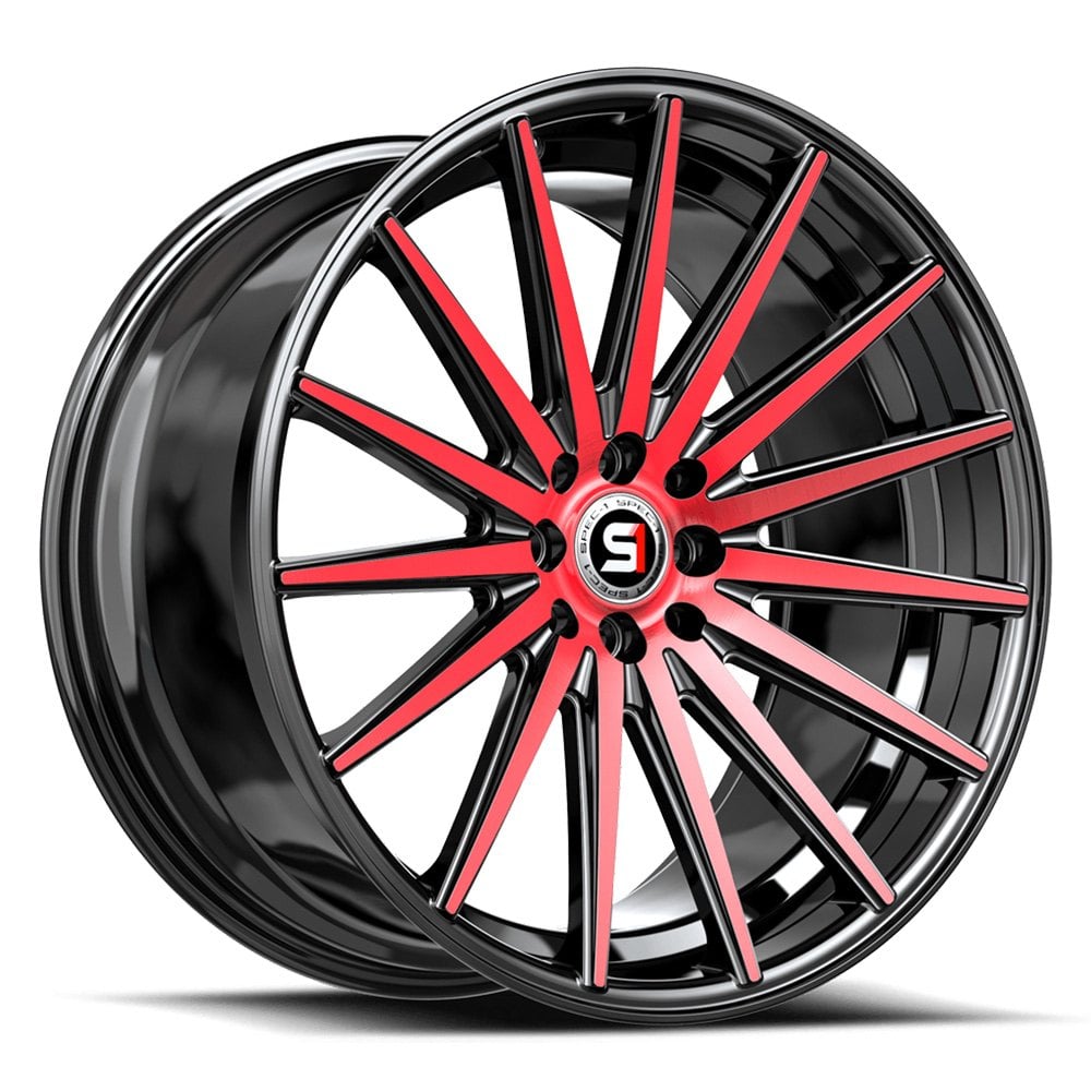 SPEC-1® SP-69 Wheels - Gloss Black with Red Machined Face Rims
