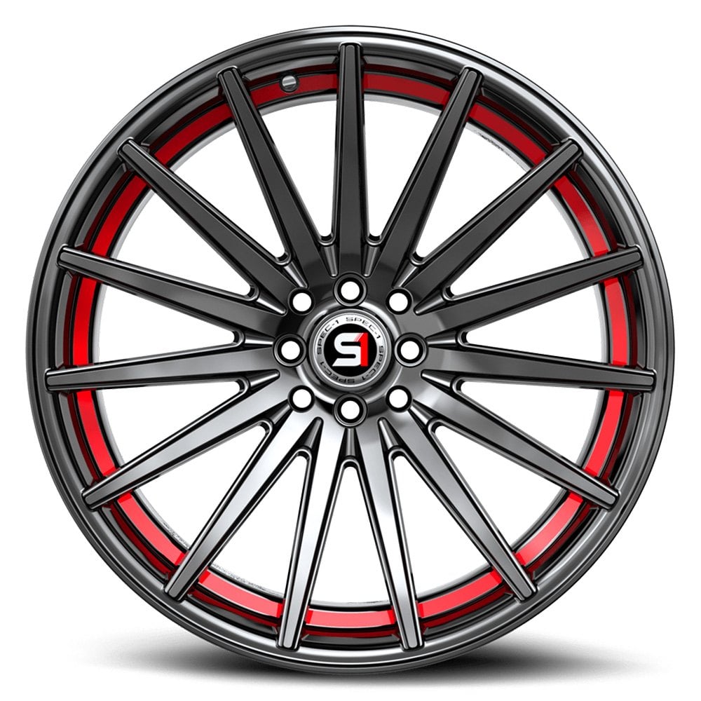 SPEC-1® SP-69 Wheels - Gloss Black with Red Undercut Rims