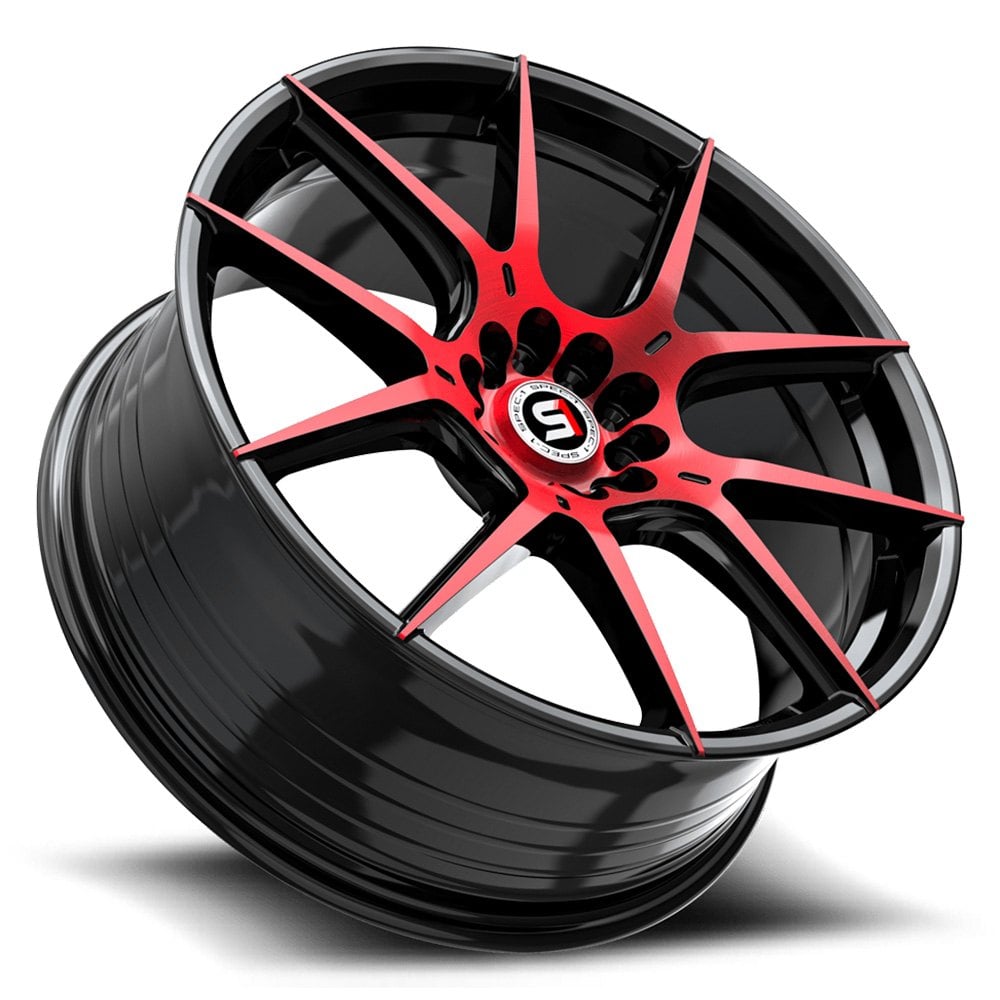 SPEC-1® SP-71 Wheels - Gloss Black with Red Machined Face Rims