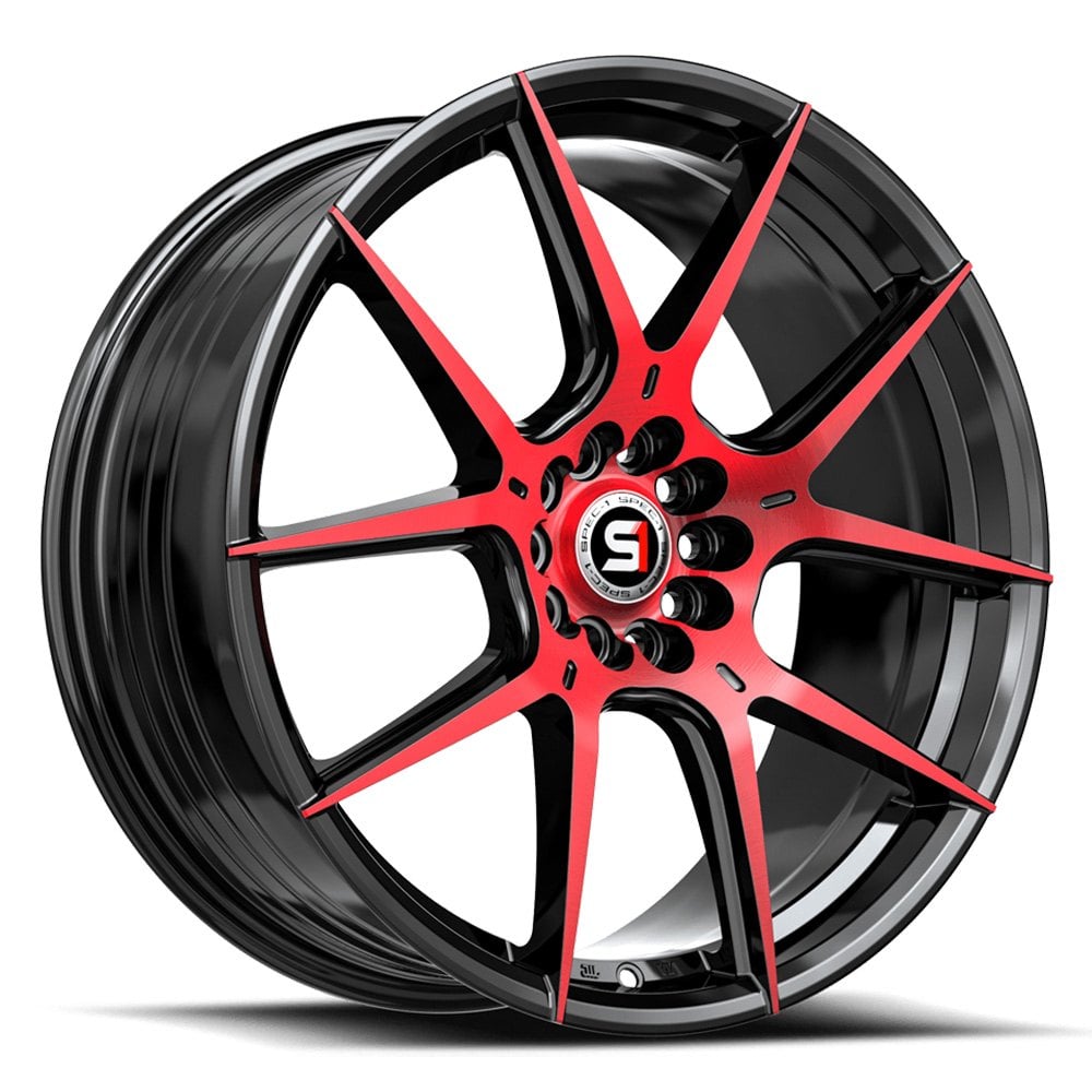 SPEC-1® SP-71 Wheels - Gloss Black with Red Machined Face Rims
