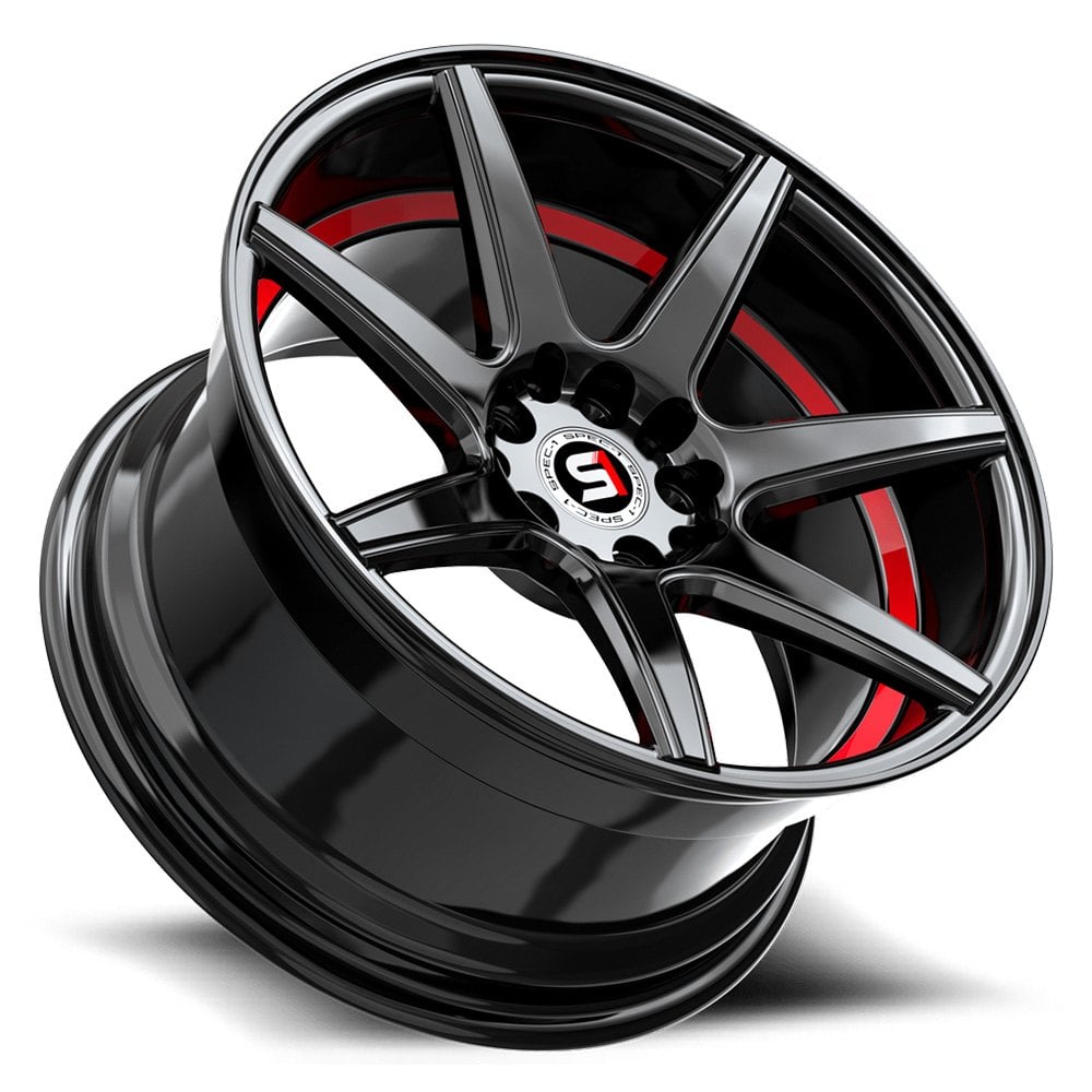 SPEC-1® SP-73 Wheels - Gloss Black with Red Undercut Rims