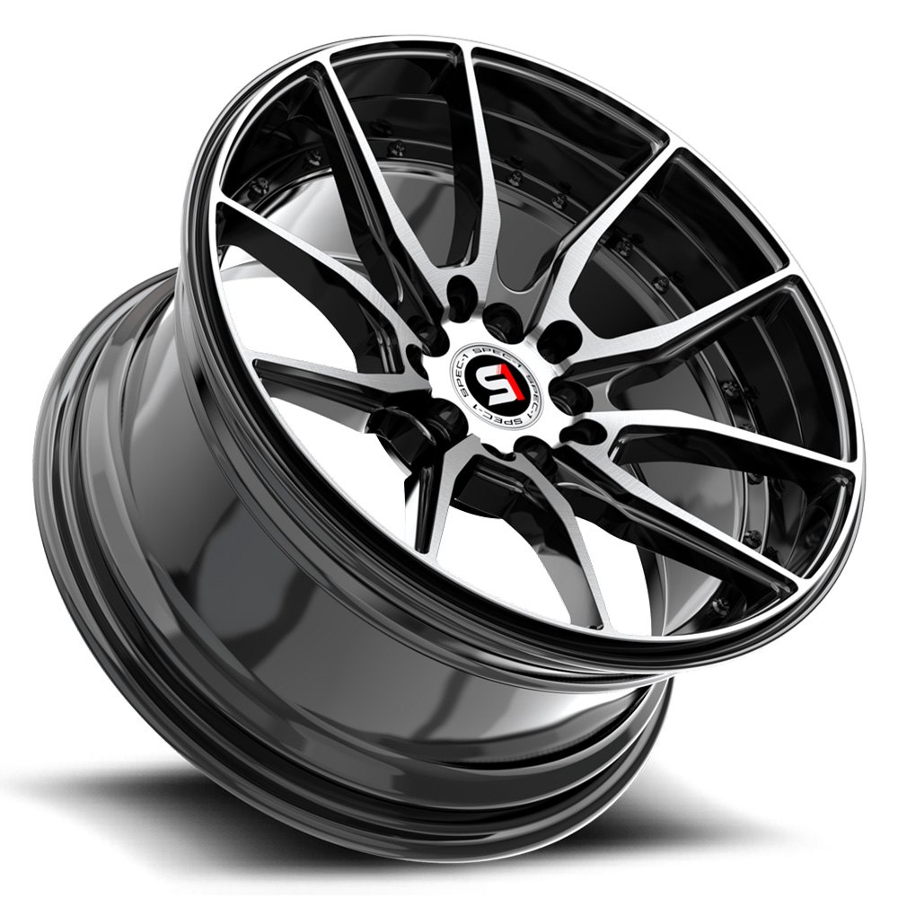 SPEC-1® SP-77 Wheels - Gloss Black with Machined Face Rims