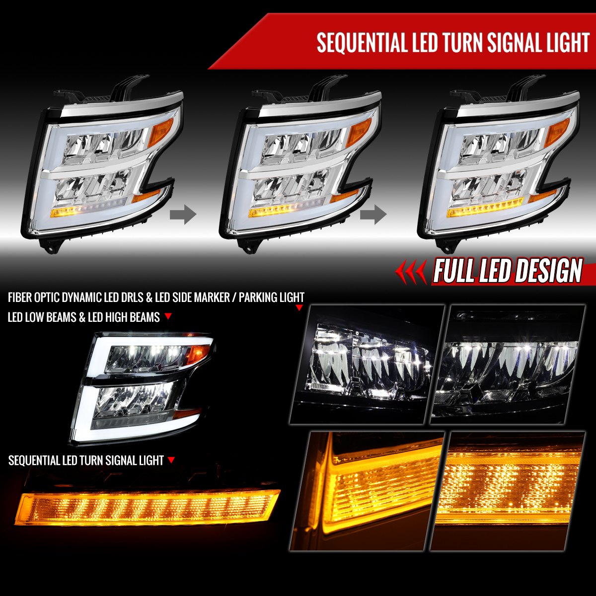 Spec-D® 2LHE-TAH15-SQ-RS - Driver and Passenger Side Chrome DRL Bar LED ...