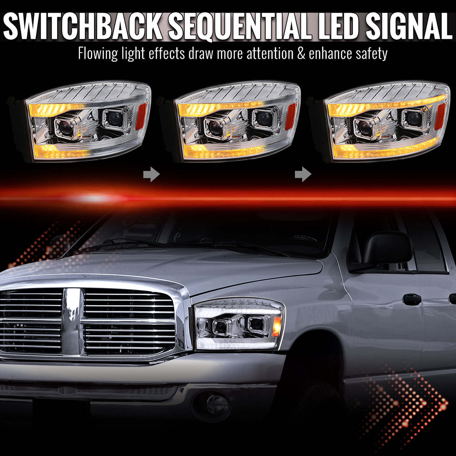 Spec-D® 2LHP-RAM06-SQ-RS - Switchback LED Strips, Sequential Turn ...