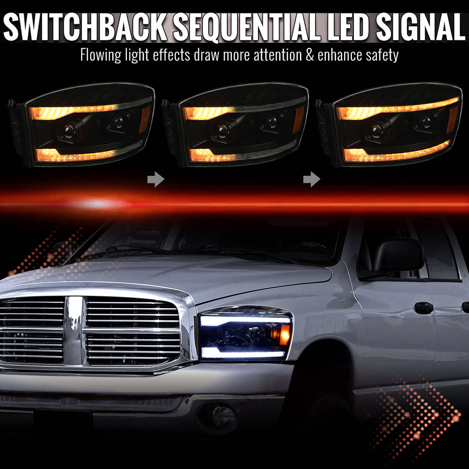 Spec-D® 2LHP-RAM06SM-SQ-RS - Switchback LED Strips, Sequential Turn ...
