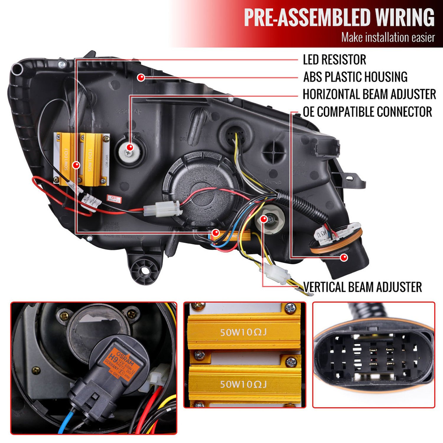 Spec-D® 2LHP-W20515BK-SQ-TM - Driver and Passenger Side Gloss Black ...