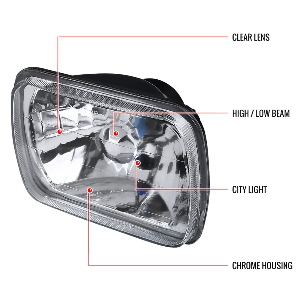 Spec-D® LH-7X6 - 7x6" Rectangular Chrome Euro Headlights (H6054, 200mm)