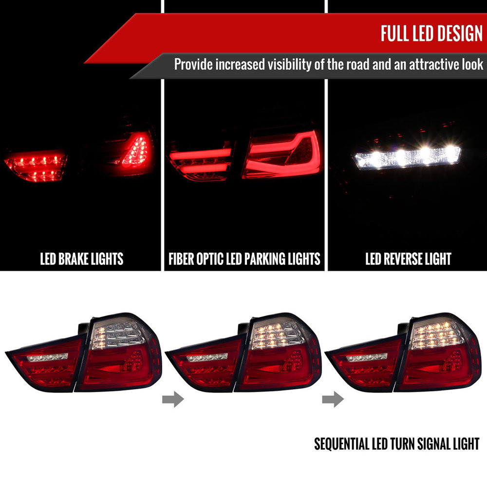 Spec-D® LT-E9009RGLED-SQ-TM - Driver and Passenger Side Chrome Red ...