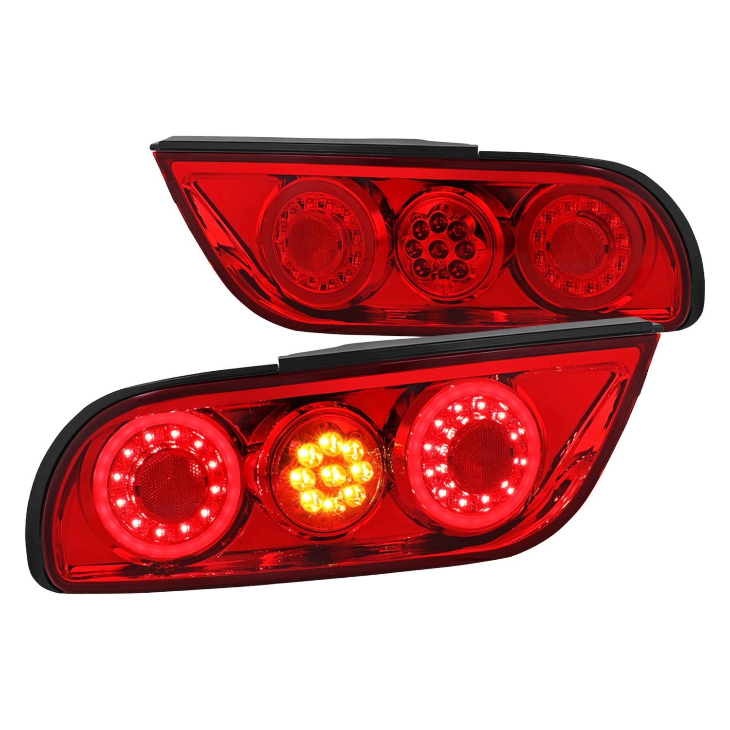 Spec-D® LT-SX18096RLED-TM - Driver and Passenger Side Chrome/Red Fiber Optic LED Tail Lights