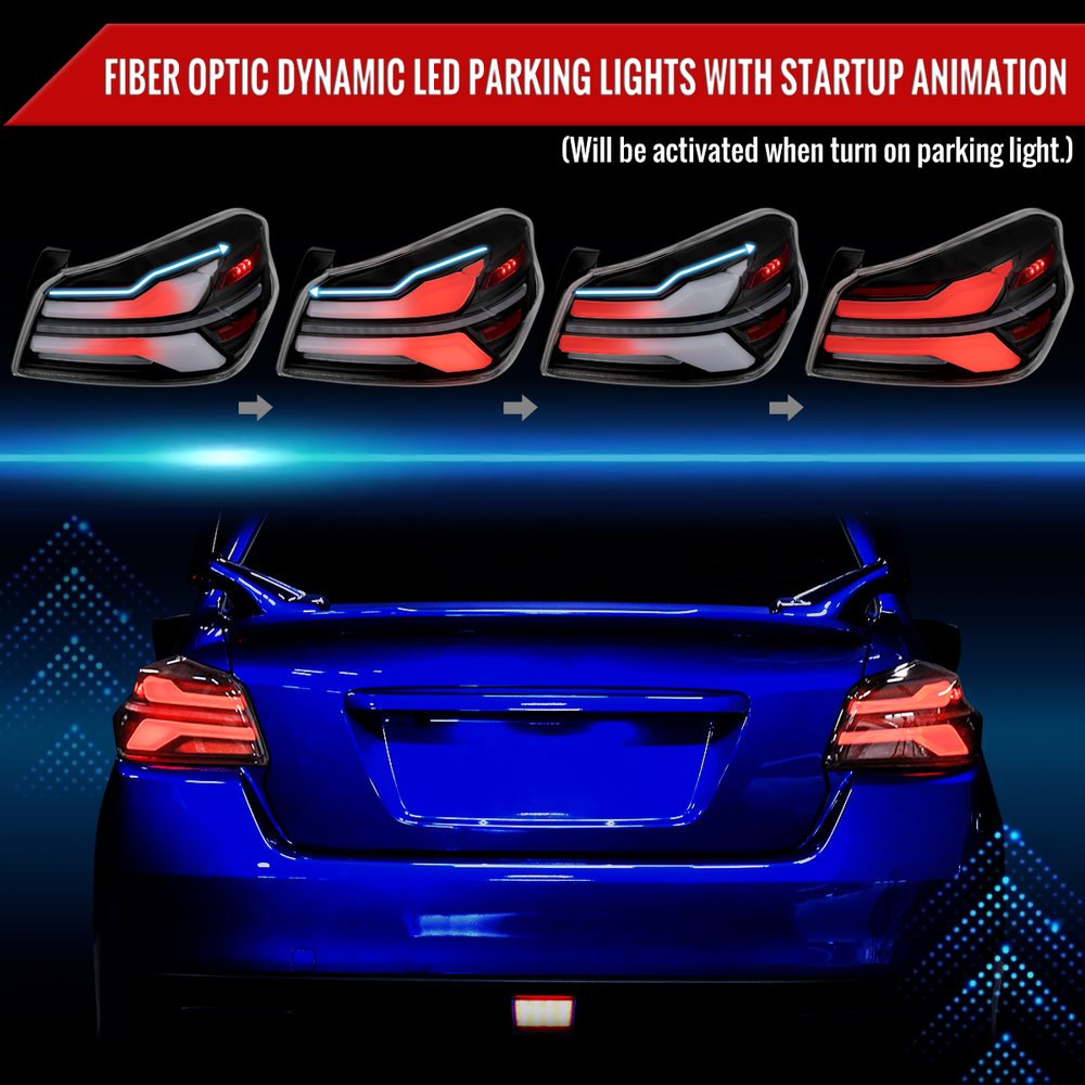 Spec-D® LT-WRX15JMLED-SQ-RS - Driver and Passenger Side Matte Black Sequential Fiber Optic LED ...