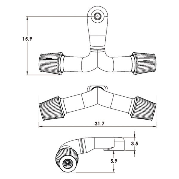 Spectre® 748 - Single Inlet Aluminum Polished Air Intake Plenum with Y-Tube