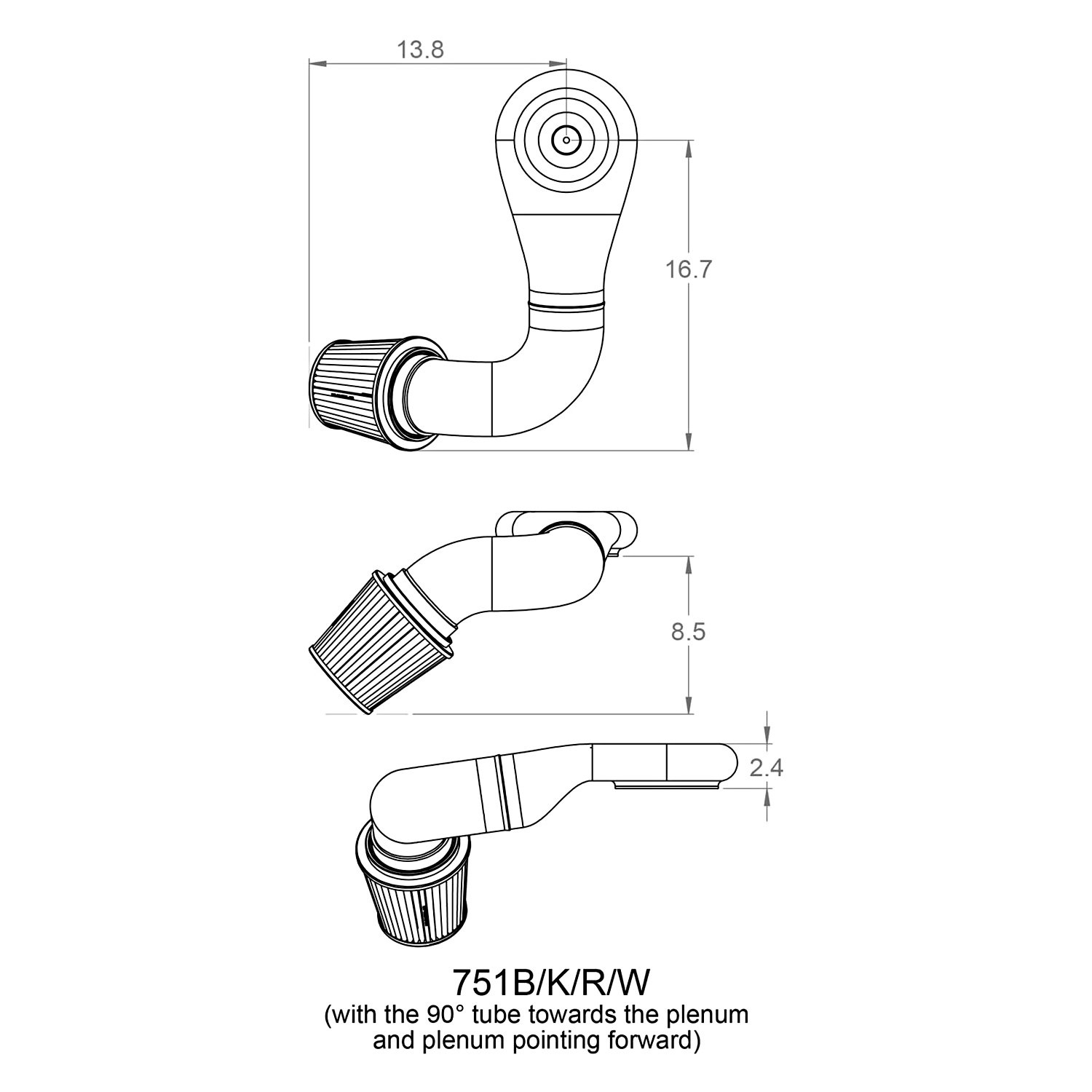 Spectre® 751 - Low Profile Single Inlet Passenger Side Aluminum ...