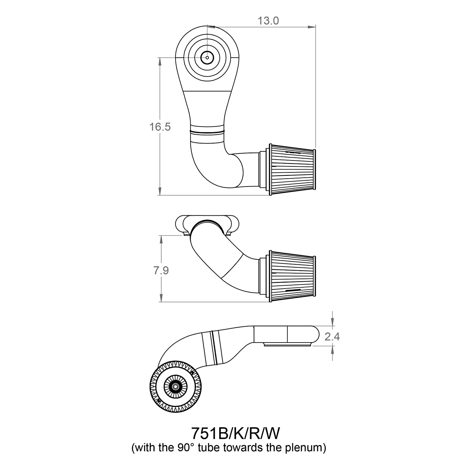 Spectre® 751 - Low Profile Single Inlet Passenger Side Aluminum ...