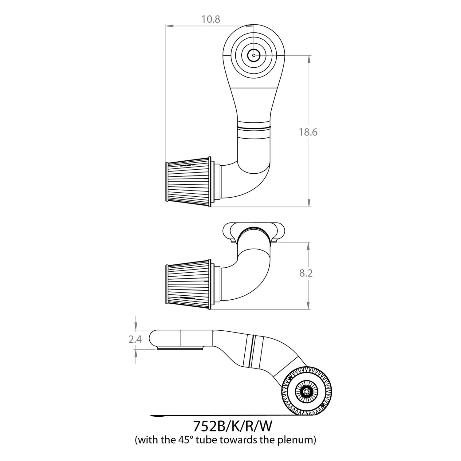 Spectre® 752 - Low Profile Single Inlet Driver Side Aluminum Polished ...
