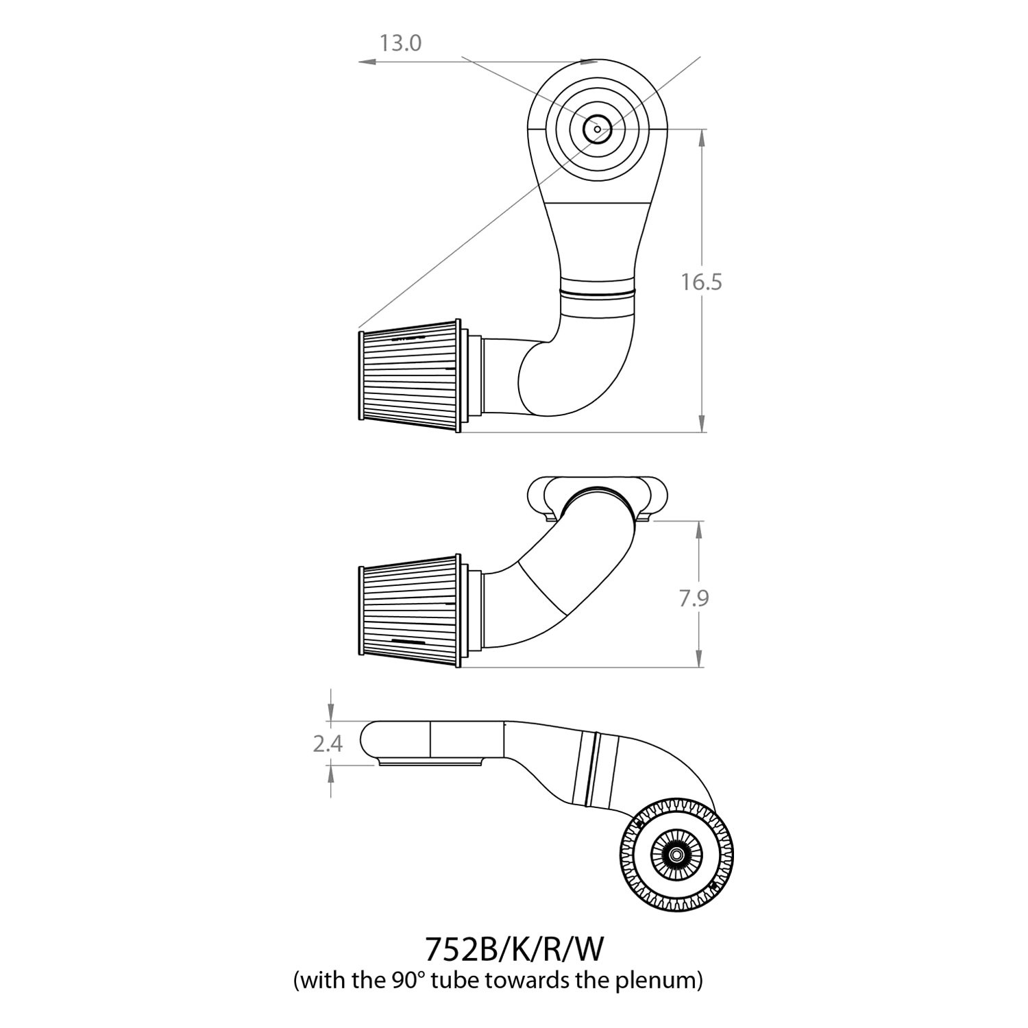 Spectre® 752 - Low Profile Single Inlet Driver Side Aluminum Polished ...