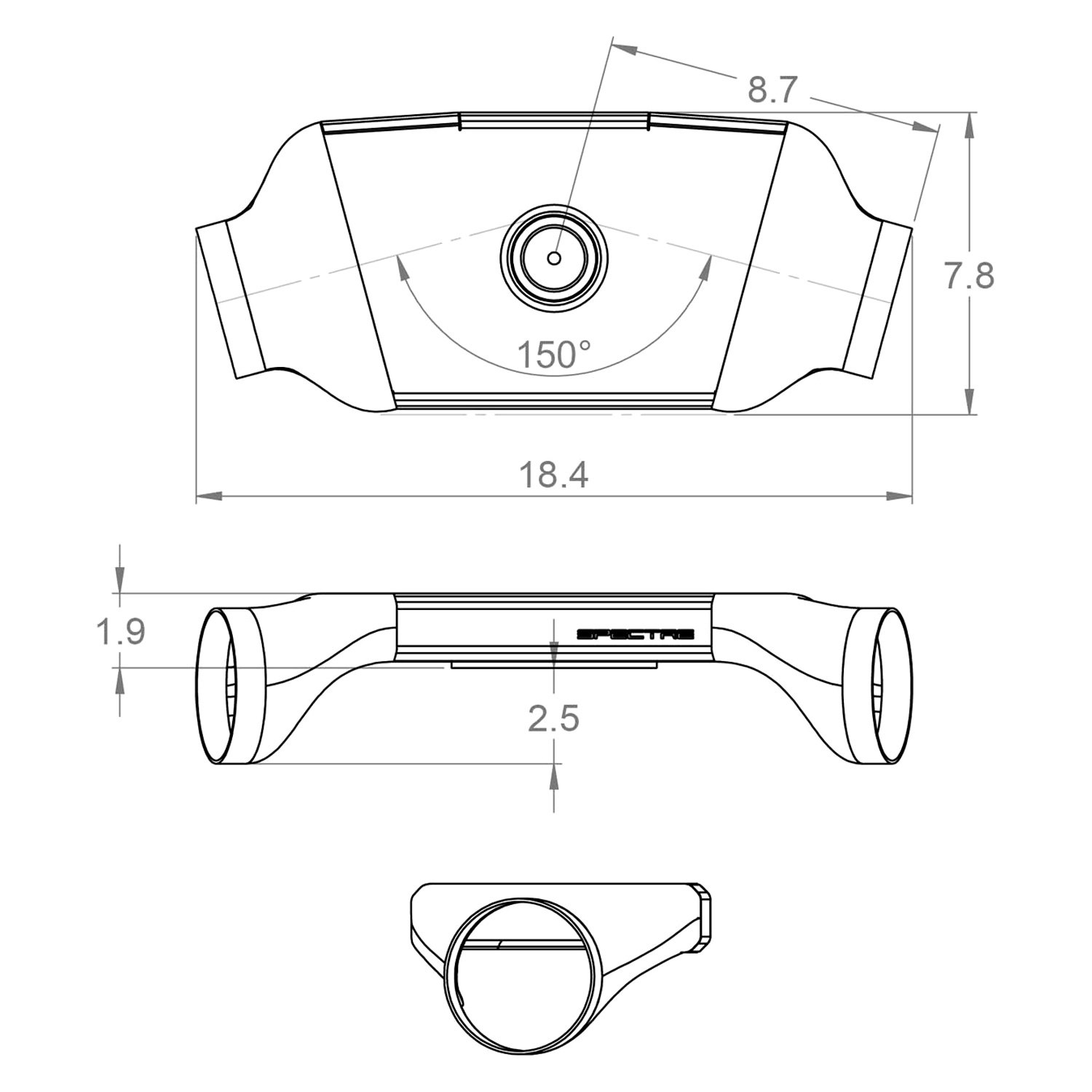 Spectre® 9854 - Ultra Low Aluminum Silver Air Intake Plenum (4" OD x 17 ...